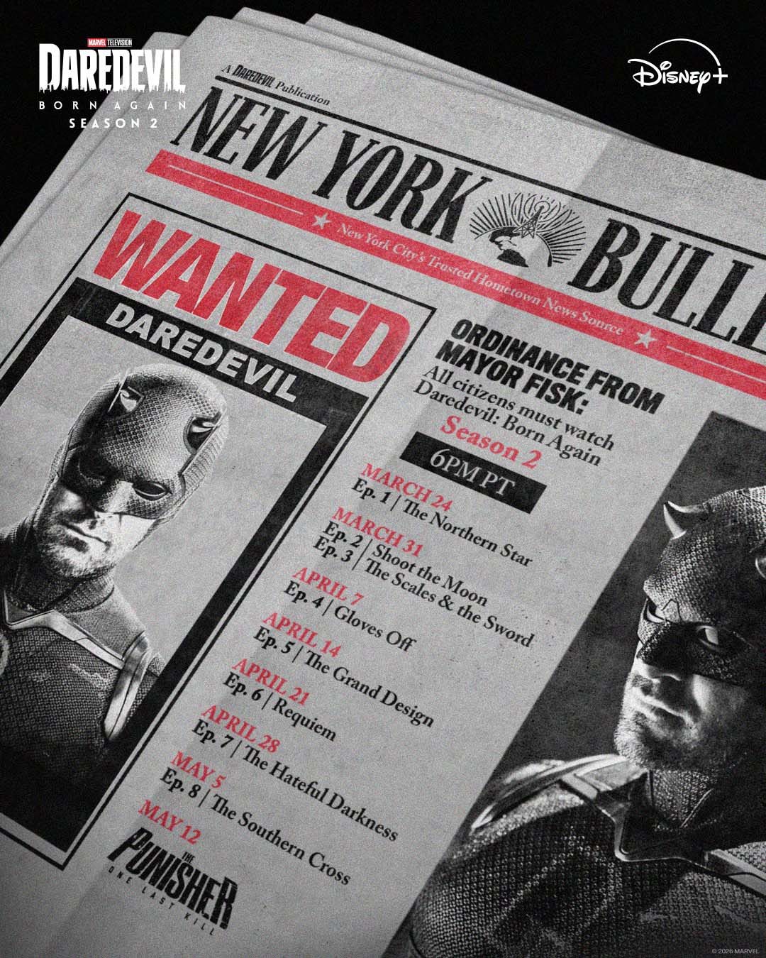 Calendrier Daredevil Born Again S2 : Dates et RéalisateursSuperpouvoir.com